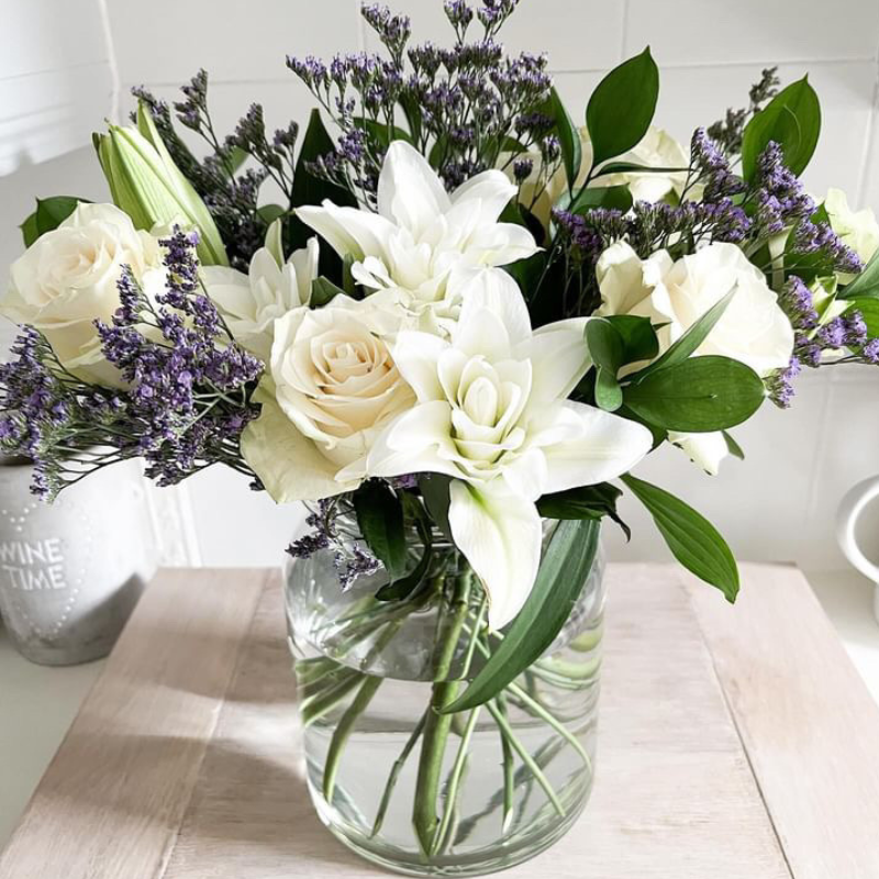 Buy White Flowers | Lily Roses Bouquet | Boxed Flowers By Post – Floralty