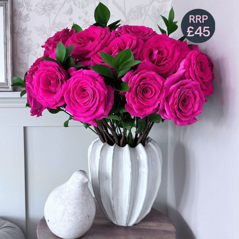 Buy Hot Pink Roses | Big Flower Bouquet | Send Roses Online – Floralty